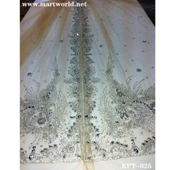 Gold Rhinestone Beaded Fabric For Bridal Wedding Dress(kft-025) - Buy ...