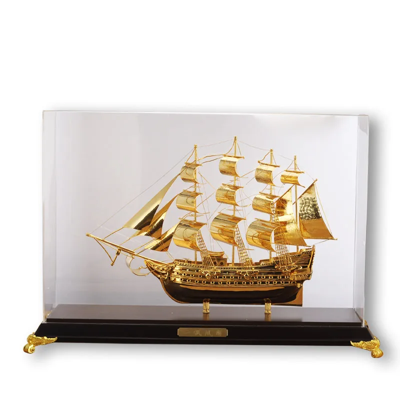 Wholesale Custom Design Gold Plated 3D Metal Sailing Ship Model Gifts ...