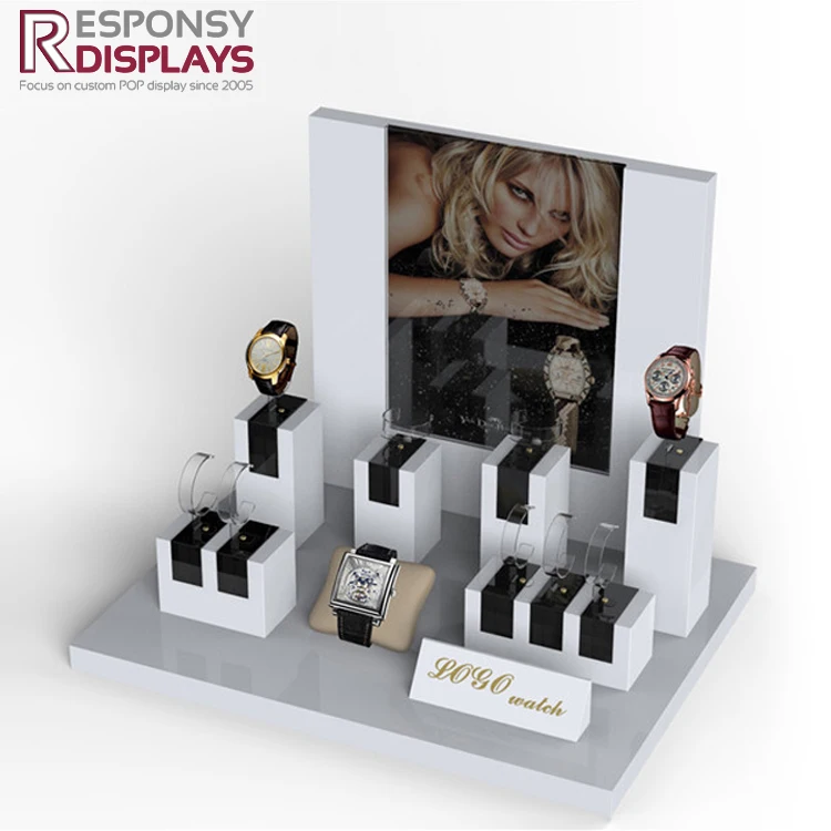 Custom Wood And Acrylic High-grade Design With Holder Counter Watch ...