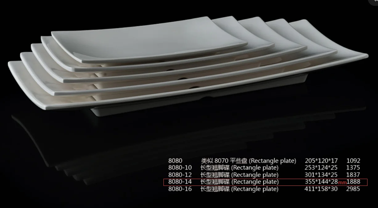 Manufacturer Melamine White Plate Rectangle Plate Wholesale Restaurant ...