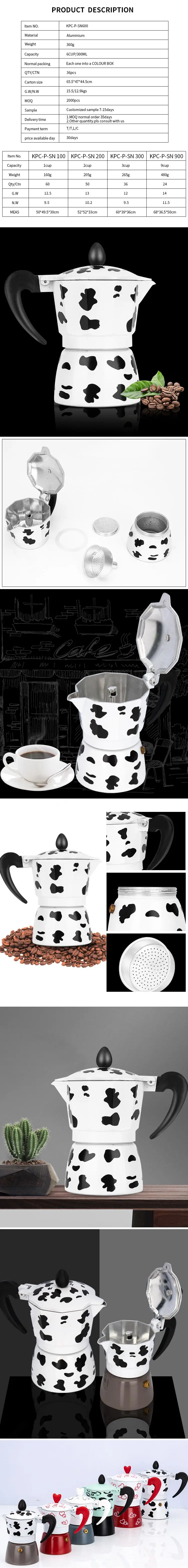 Italian Style Cow/Heart Moka Pot Espresso Maker Aluminum Stovetop ...