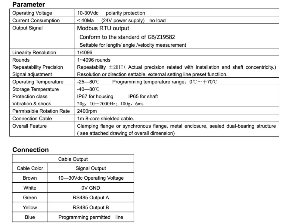 Multi Turn Absolute Rotary Encoder 10 12bits Rs485 Ssi Modbus Rtu 4 20ma Parallel Rs422 Out Put