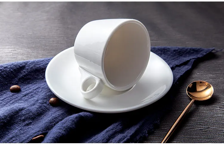 Custom Plain White Ceramic Espresso Cup & Saucer Set