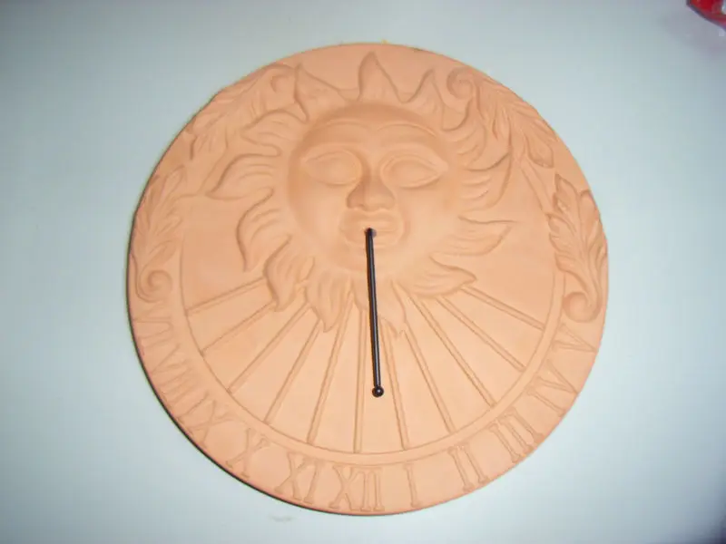 Terracotta Garden Sundial Compass: Ceramic Outdoor Thermometer for ...