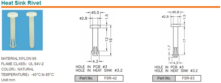 HSR-1 Heat Sink Spring Mount Rivet - Efficient Cooling