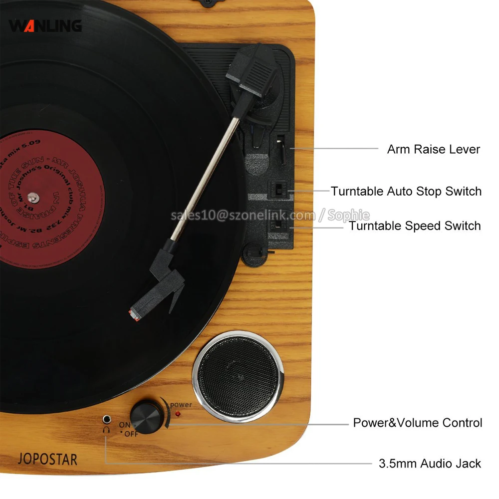 Customized Wooden Record Player With Built-in Speakers Retro Lp Vinyl ...