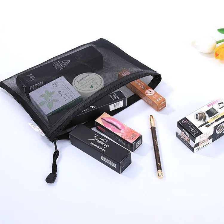 Promotional Zipper Mesh Makeup Cosmetic Bag with Custom Logo - munimoro ...