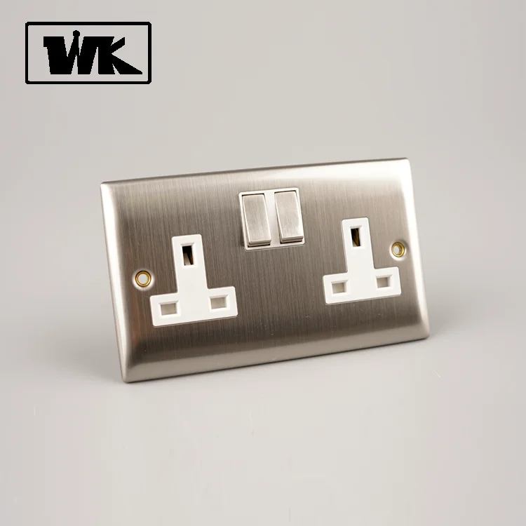 Uk Standard Stainless Steel Electrical Outlet 13a Double Gang Wall ...