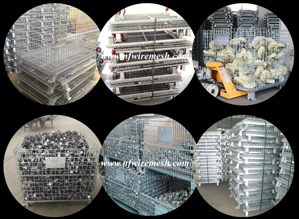 Wire Mesh Pallet For Stacking Folding Warehouse Cage Container Storage ...
