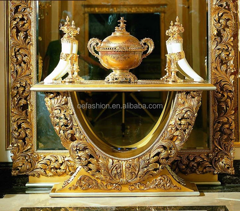 Royal Golden Imperial Rococo Carving Console Table, Antique French ...
