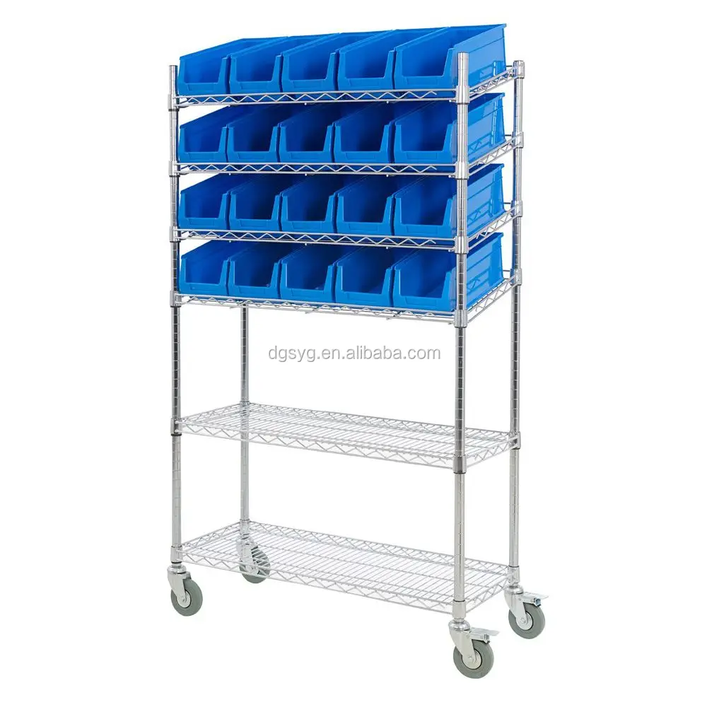Angled Slanted Wire Shelf Cart - Buy Wire Shelf Carts wire Utility Cart ...