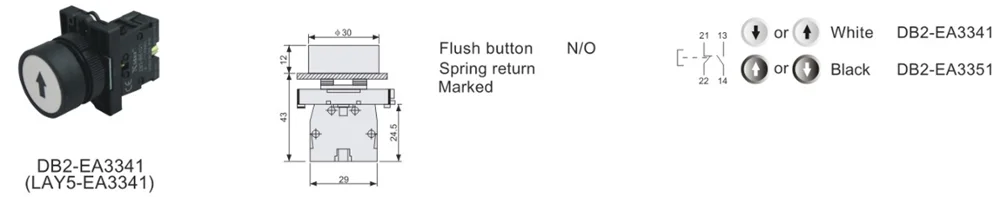 Flush Push Button Switch With Symbol 1no Or 1nc Db2-ea3361 - Buy Push ...