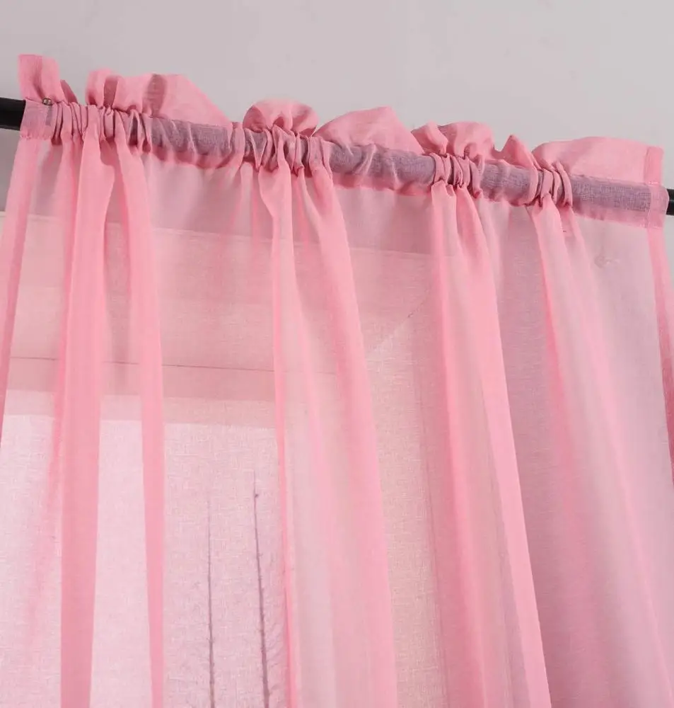 Rod Pocket Pink Sheer Vorhange fur Madchen Schlafzimmer