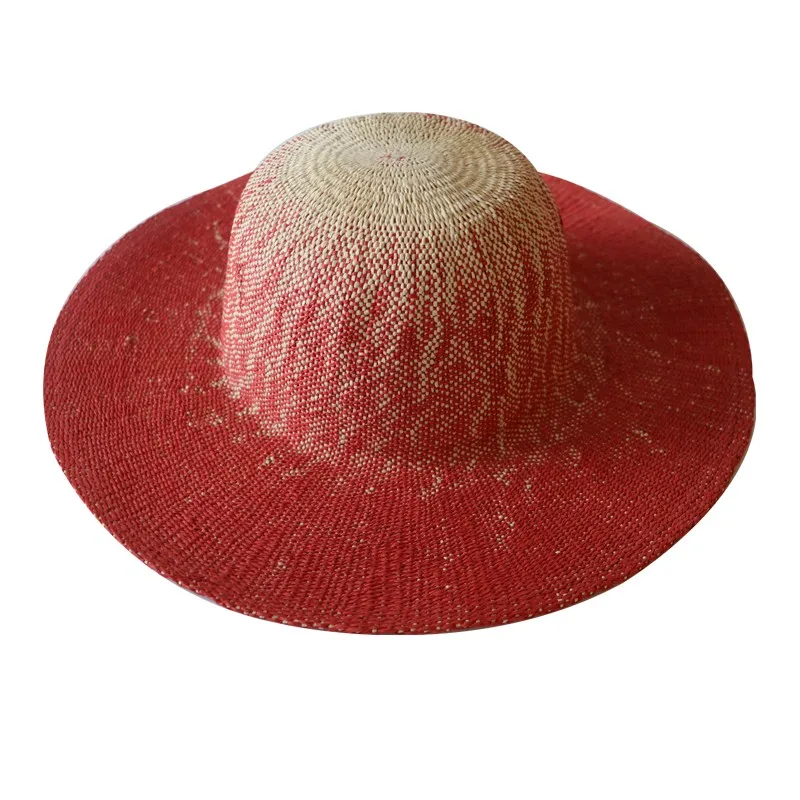 K Red Color Woman Beach Big Brim Paper Straw Hat| Alibaba.com