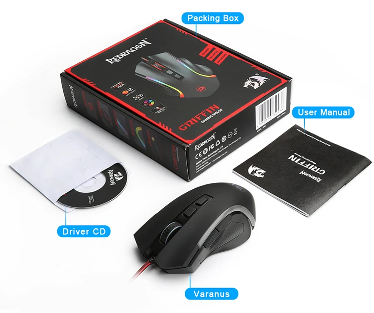 M607 Wired 7 Color Rgb Modes Red Dragon 7200 Dpi Mouse Gaming - Buy ...