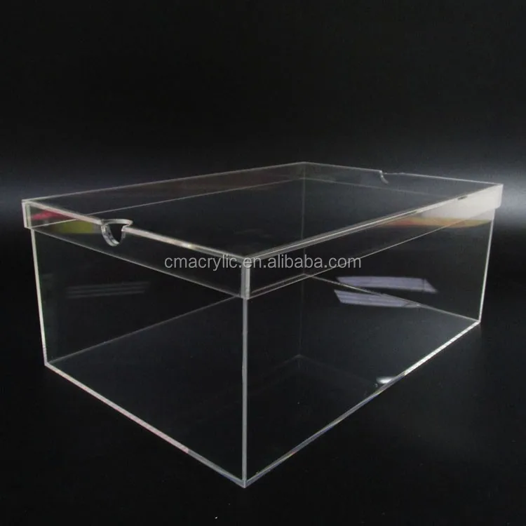 Acrylic Large Plexiglass Clear Rectangular Display Shoe Storage Box ...
