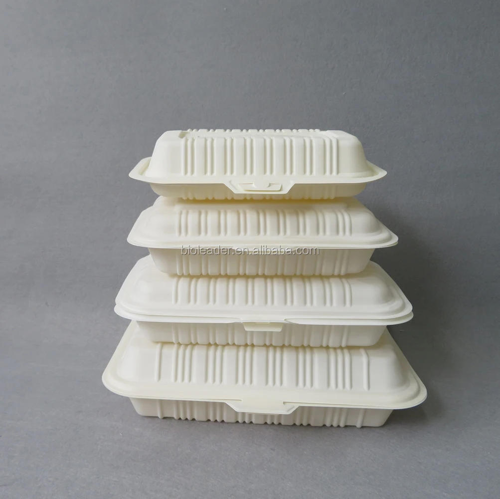 Disposable Biodegradable Compostable Cornstarch 3 Compartment Fast Food ...