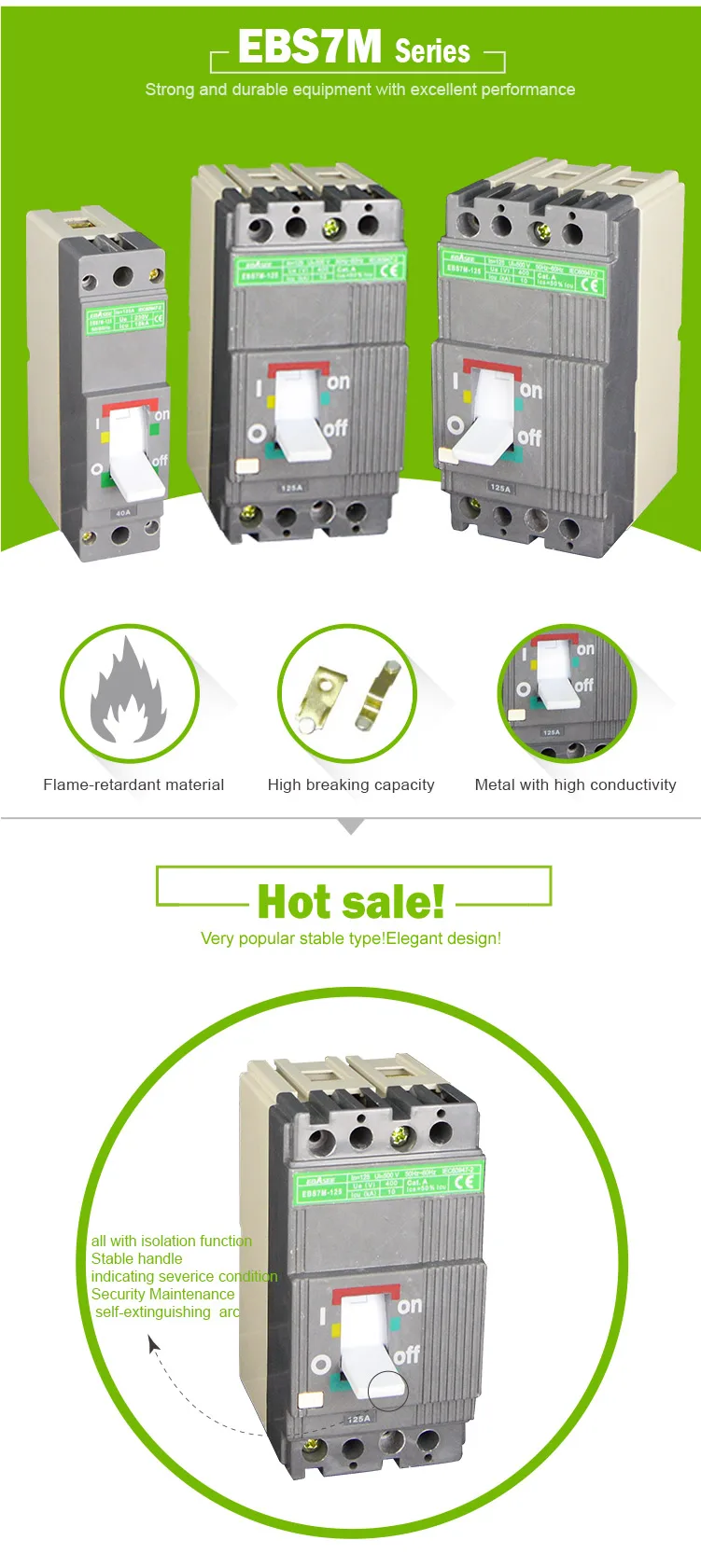 Ebs7m 125amp 3pole 4pole Adjustable Electronic Type Mccb Moulded Case ...