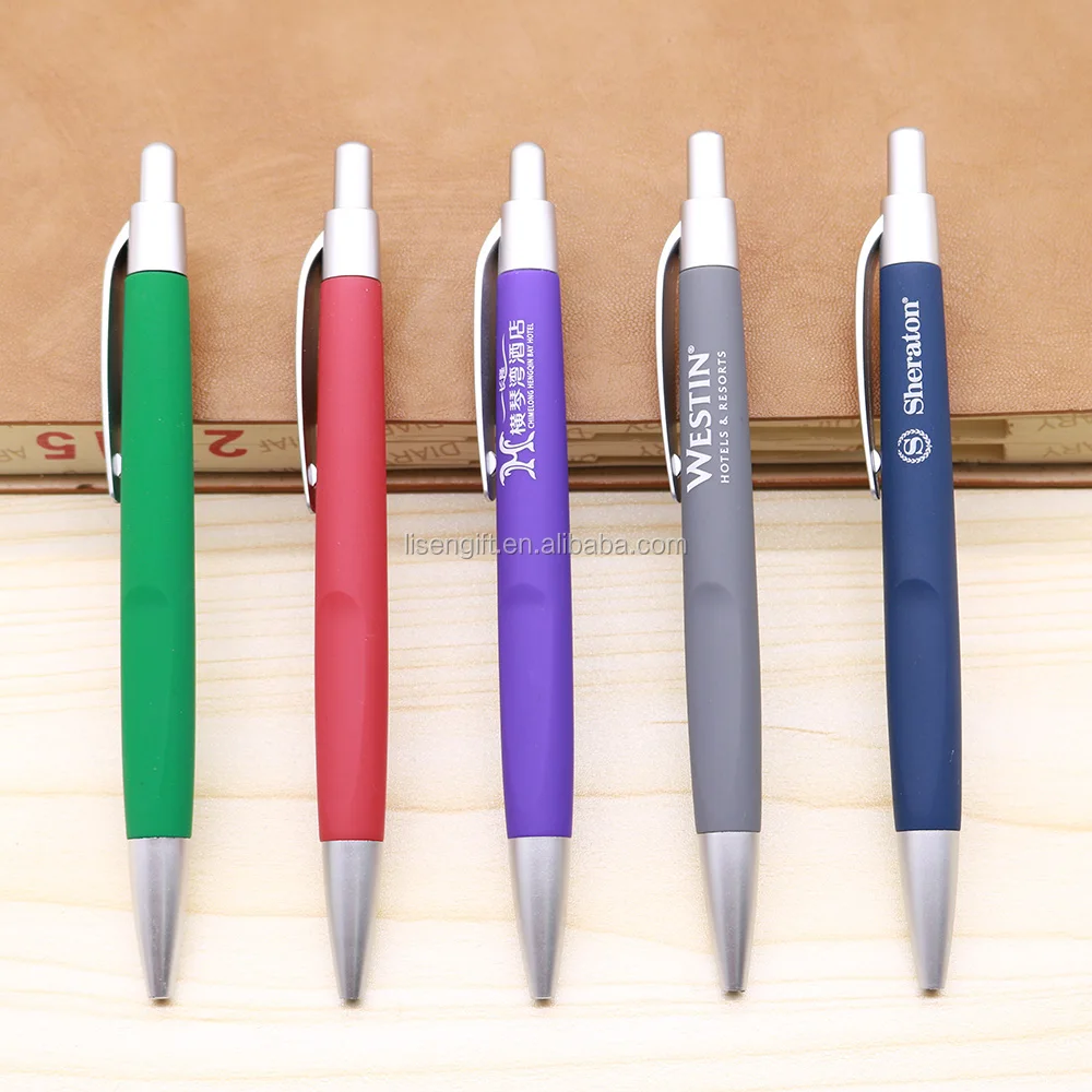 Custom Branded Plastic Rubber Coated Click Hotel Pen