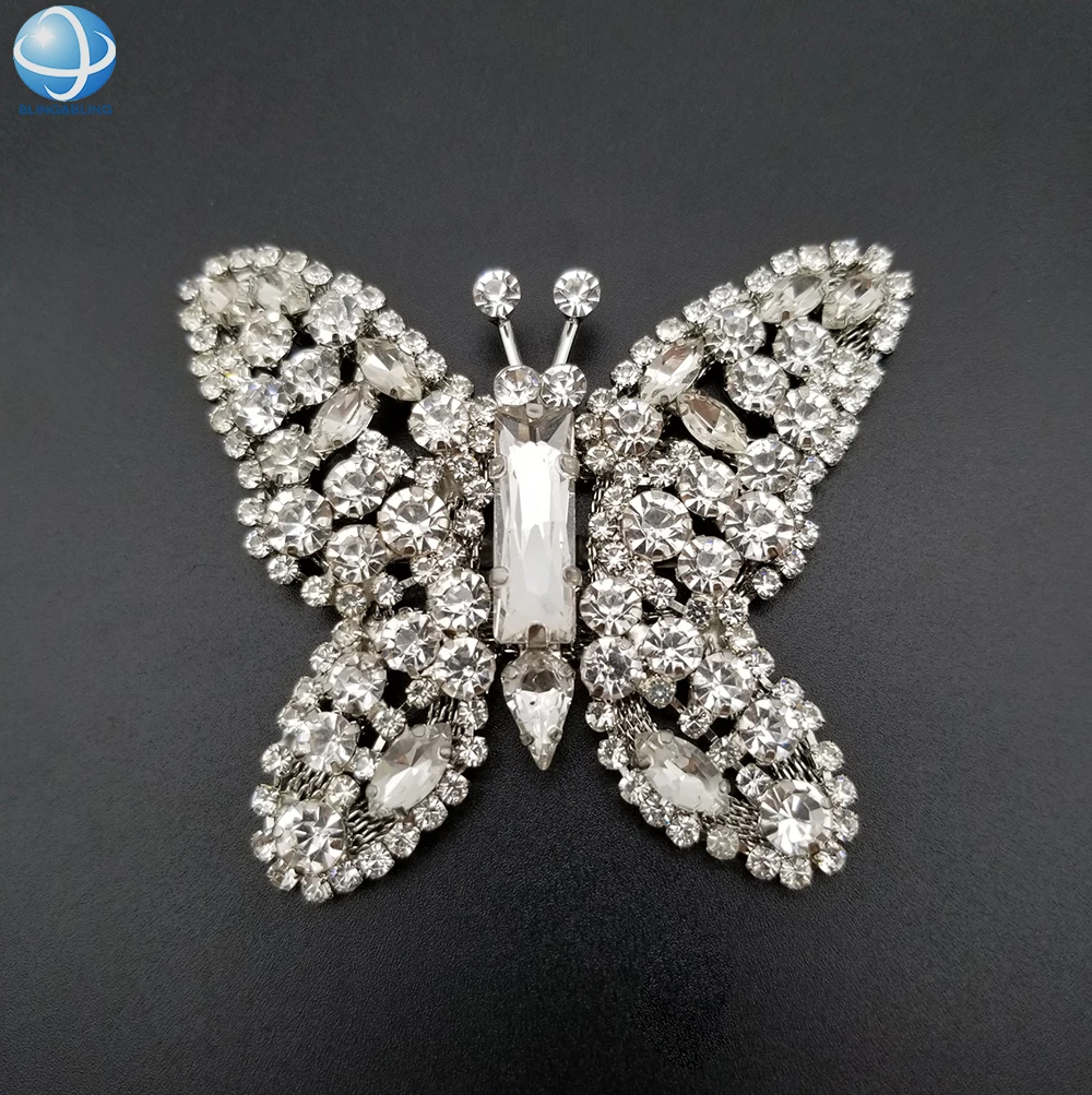Factory Price Butterfly Rhinestone Shoe Brooch Decoration Alloy Shoe ...