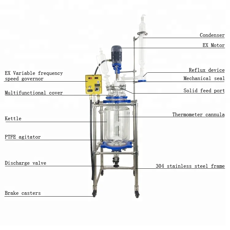 Continuous Pyrolysis Chemical Bioreactor Lab Jacket Glass Reactor - Buy ...