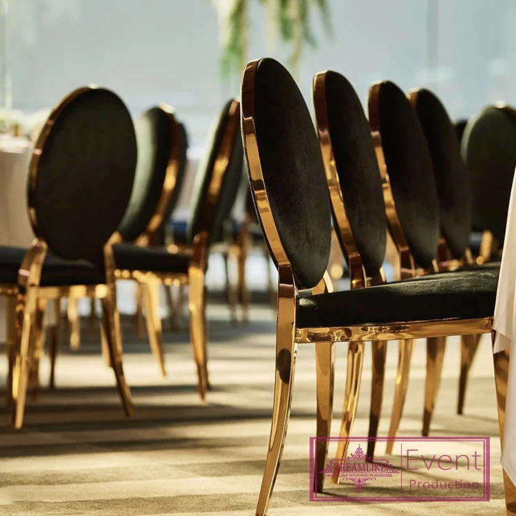 Modern French Louis Dining Chair Round Back Stainless Steel With Soft ...