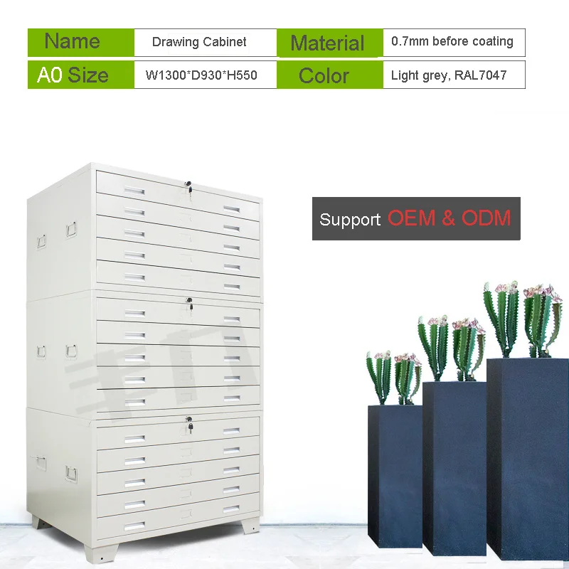 Steel Office Furniture - 5 Drawer File Cabinets for A0/A1 Size