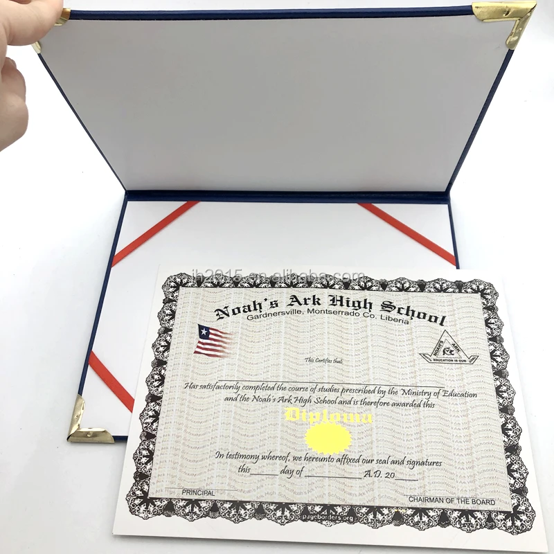 A4 Size Blank PU Leather Diploma Cover with Gold/silver Printing Custom ...
