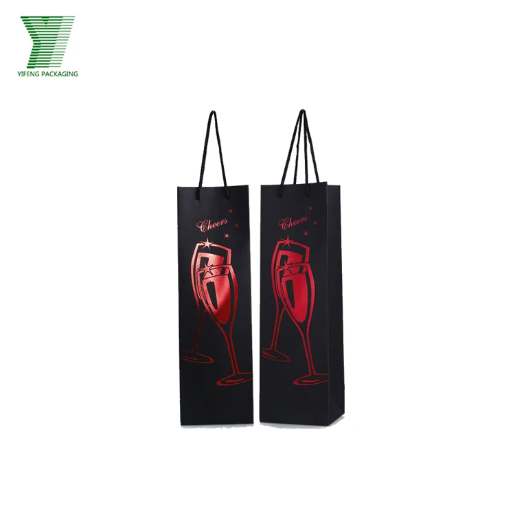 Carrier Paper Bags Whisky Packaging Custom Gold Foil logo champagne ...