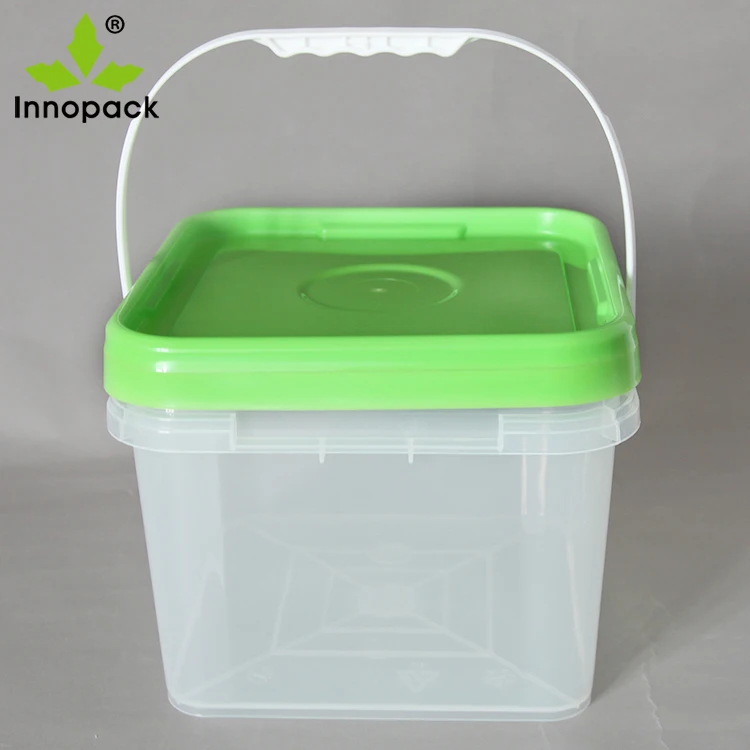 Clear Square 8l Empty Plastic Bucket With Lid And Handle - Buy Plastic ...