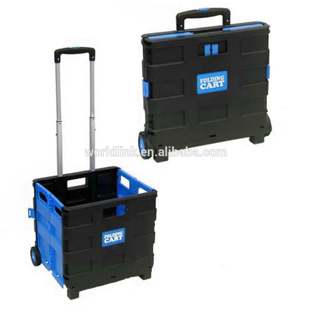 2 Wheel Shopping Rolling Plastic Folding Box Cart - Buy Folding Box ...