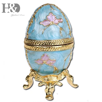 H&d Egg Shaped Trinket Box Hinged Jewelry Collectible Boxes - Buy Metal ...