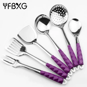 Purple Mosaic Bakelite Plastic Handle Stainless Steel Kitchen Utensils ...
