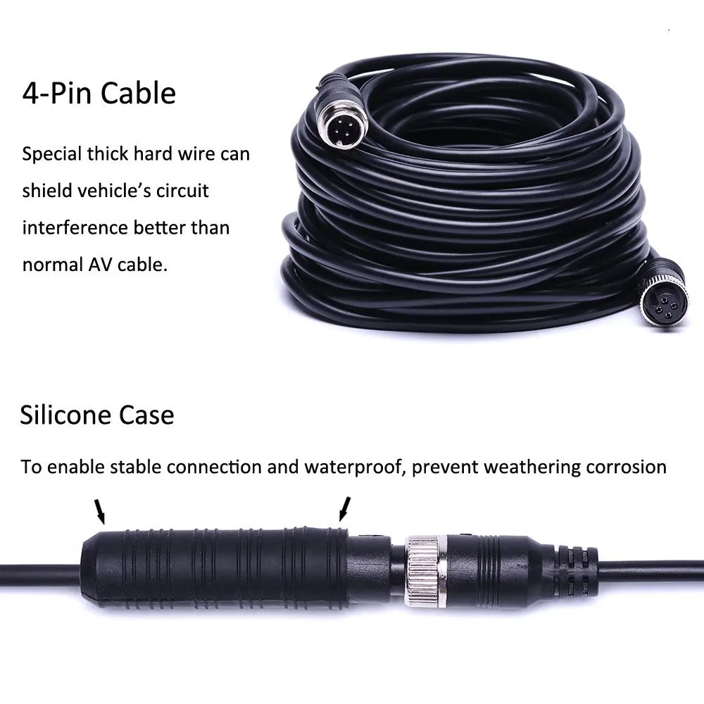 Podofo Car Reversing Aid - 4 Pin Rear View Camera Kit