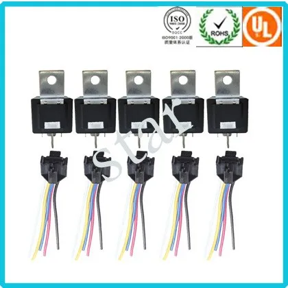 4 Pin 4 Pre-Wired 12V 40 Amp SPST Single Pole Single Throw Boschs Style ...