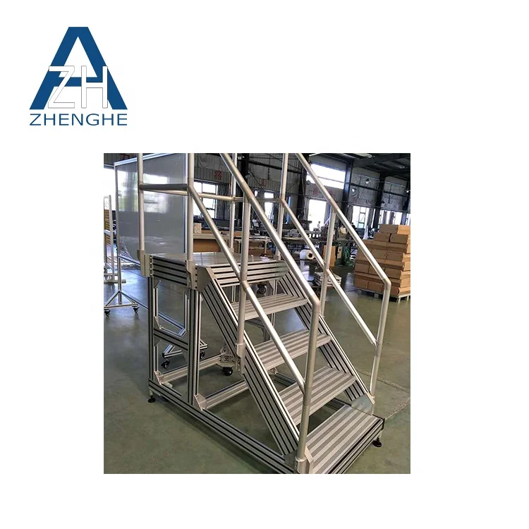 Industrial and Warehouse Movable Ladder Work Platform with Safety Rails ...