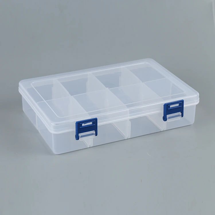 Double Button Easy Carry Plastic Box - 8 Grid Storage