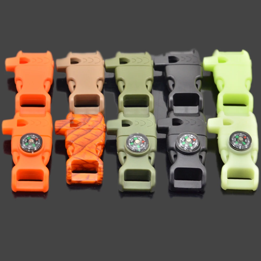 1/2" Flint Fire Starter Whistle Compass Paracord Buckle with Scraper ...