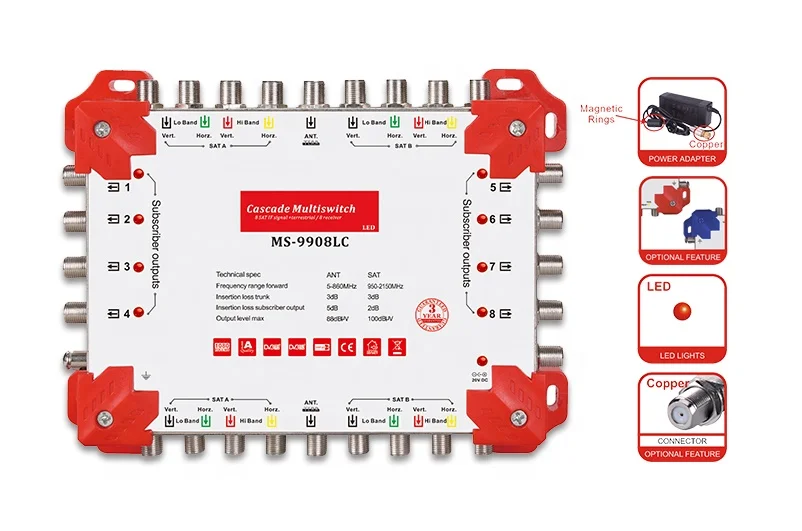 9 In 8 Out Cascade Multiswitch Diseqc 2.0 Diseqc Multisiwtch - Buy ...