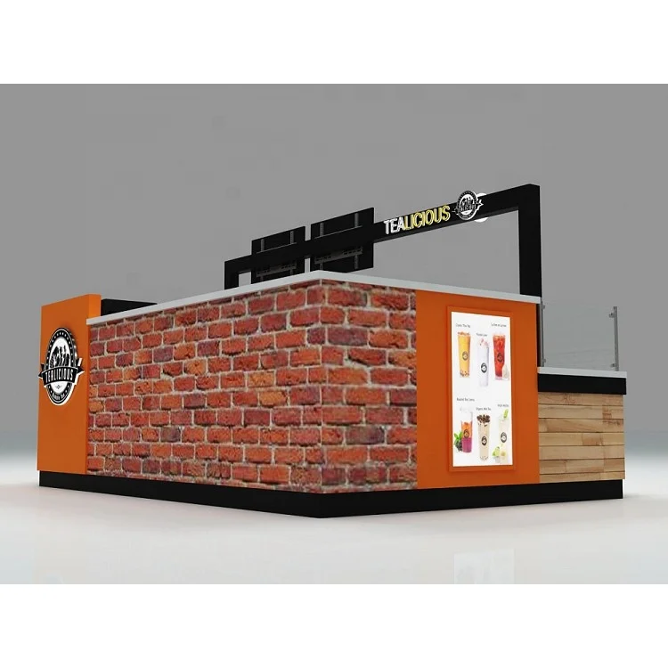Indoor Food Kiosk Design for Shopping Mall - Wood Burger & Waffle Crepe ...