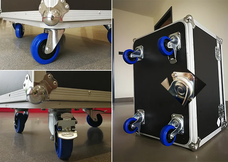 CASCOO Swivel Castor Flightcase Rubber Blue Wheels 4