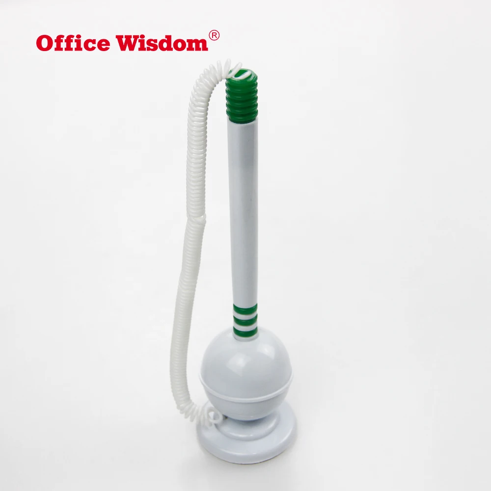 Reception Desk Pen with Rotatable Base - Plastic Chain Bank Pen