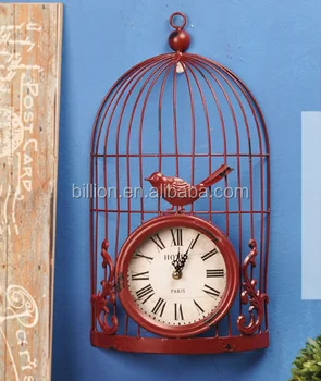 Modern Red Iron Wall Clock Bird Cage - Buy Decorative Wall Clock,Red ...