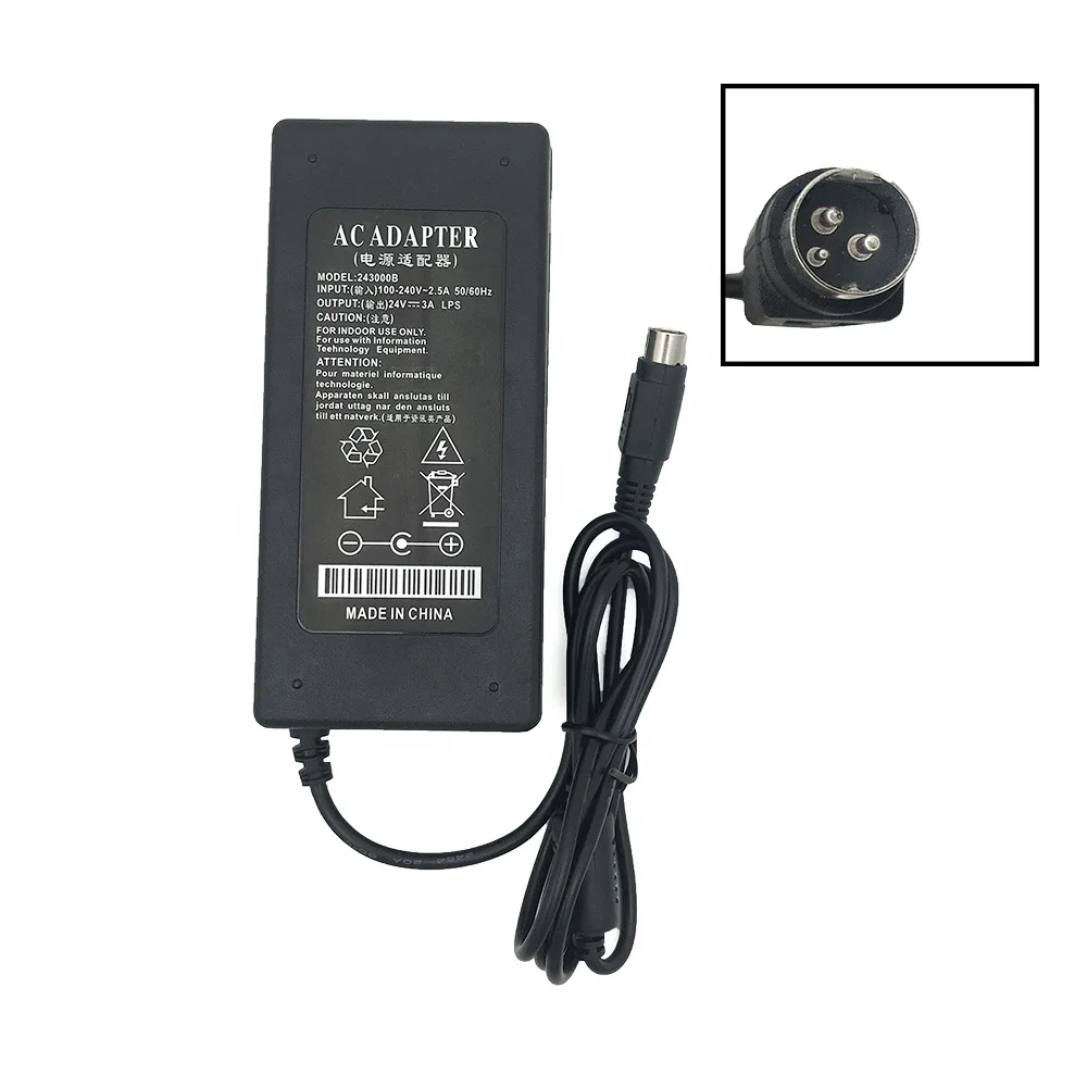 12V 24V 3A Power Supply 3 Pin Din Power Adapter for Printer TV Box MP3 ...