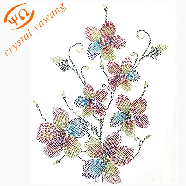 Hotfix Korean Rhinestone Motif Flower Transfers Design For T Shirt ...