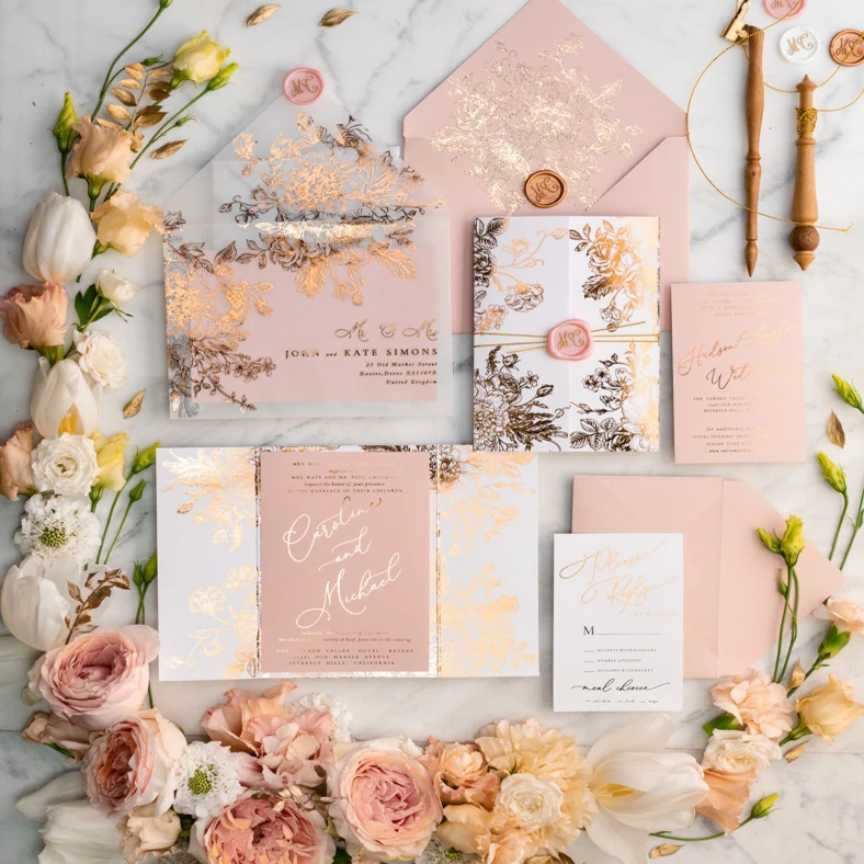 Europe Gorgeous Butter Paper Wedding Cards Invitations