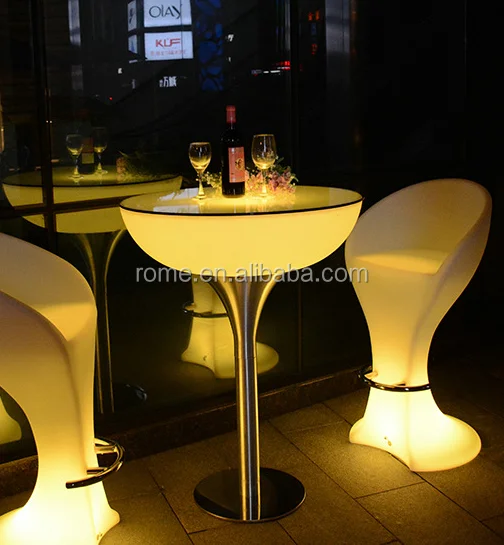 Modern design straight Set high bar cocktail white PE plastic led light ...