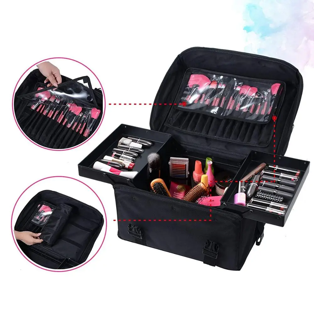 Valigetta Trucco Grande Rosa Trolley Make Up Estetista Yaheetech ...