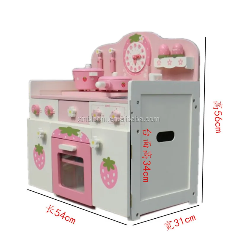 Japanese Strawberry Kids Large Girls Wooden Kitchen Toy Play Kitchen ...