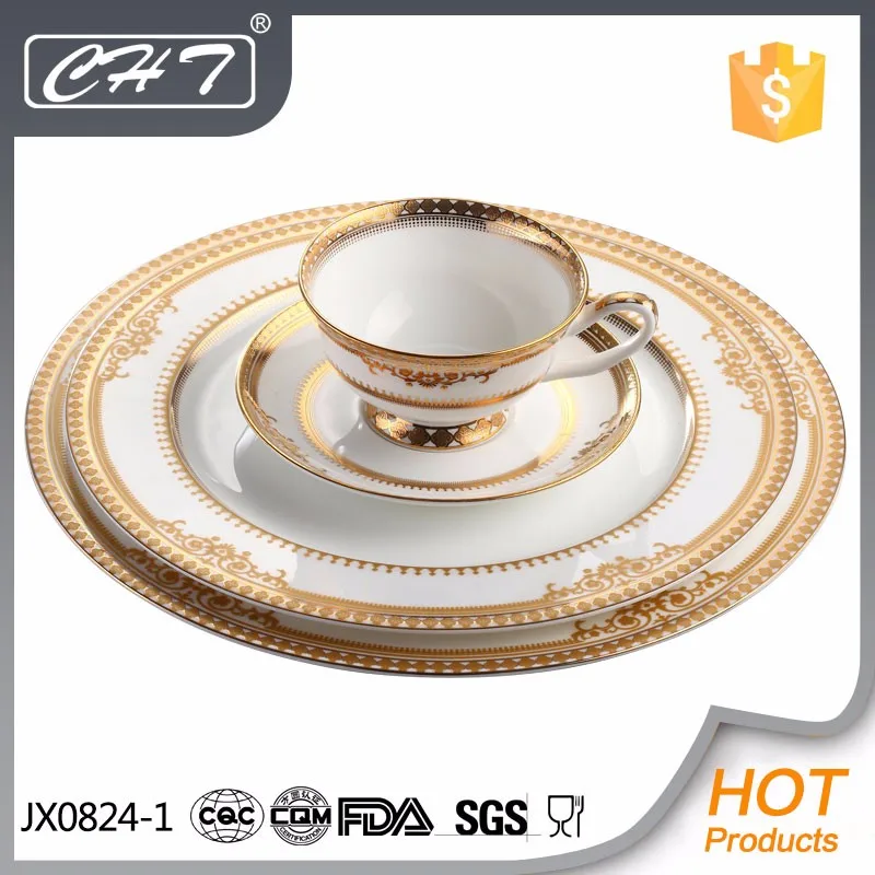 Classic Royal Bone China Dinner Set - Luxury Turkish Gold Rim Porcelain ...